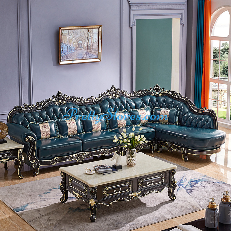 Luxury Mansion LShaped Genuine Leather Sofa $1273 with High Quality