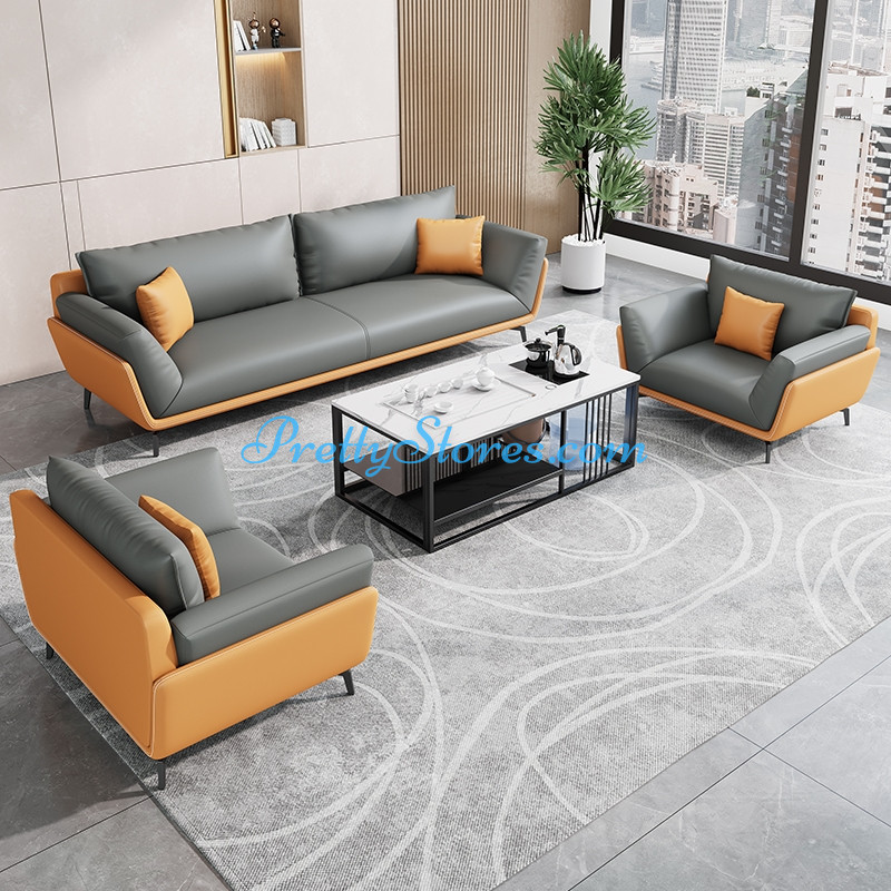 Modern Luxury ThreeSeater Leather Reception Sofa Set $423.44 with High ...