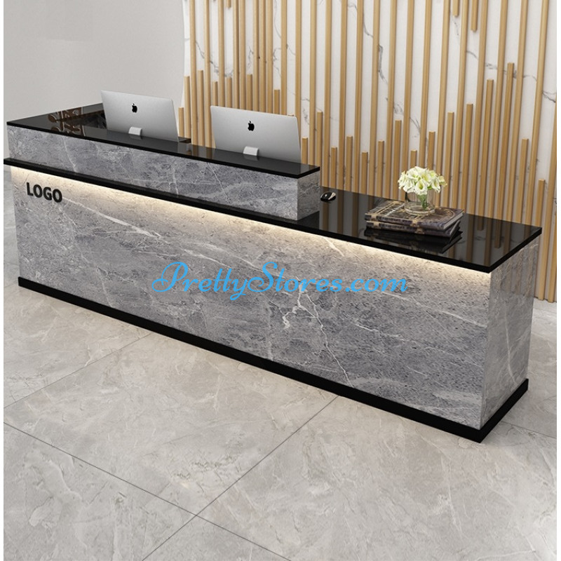 Custom Corner Reception Desk Marble Counter Company Reception Hair ...