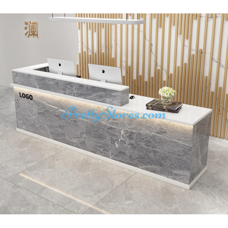 Custom Corner Reception Desk Marble Counter Company Reception Hair ...